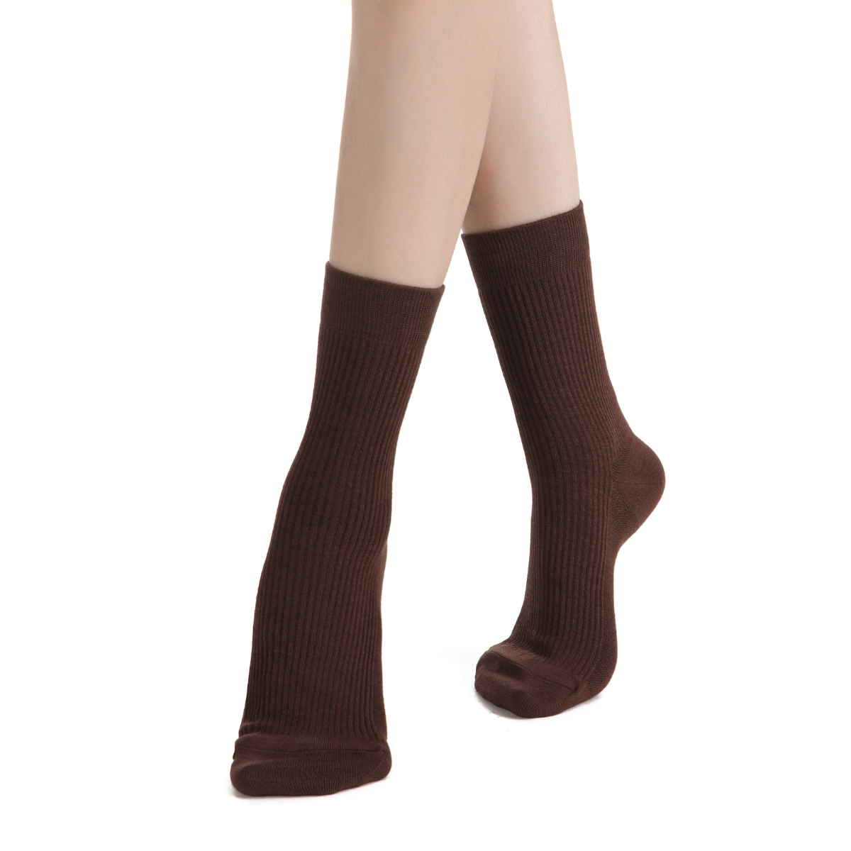 Ash Ribbed Essential Bundle | Womens Crew Sock | Cotton | Brown