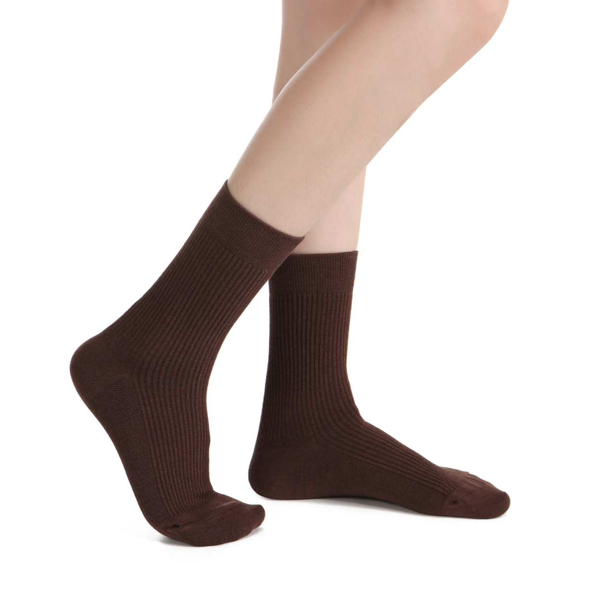 Ash Ribbed Essential Bundle | Womens Crew Sock | Cotton | Brown
