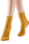 Bella Cable Knit | Womens Crew Sock | Wool | Yellow
